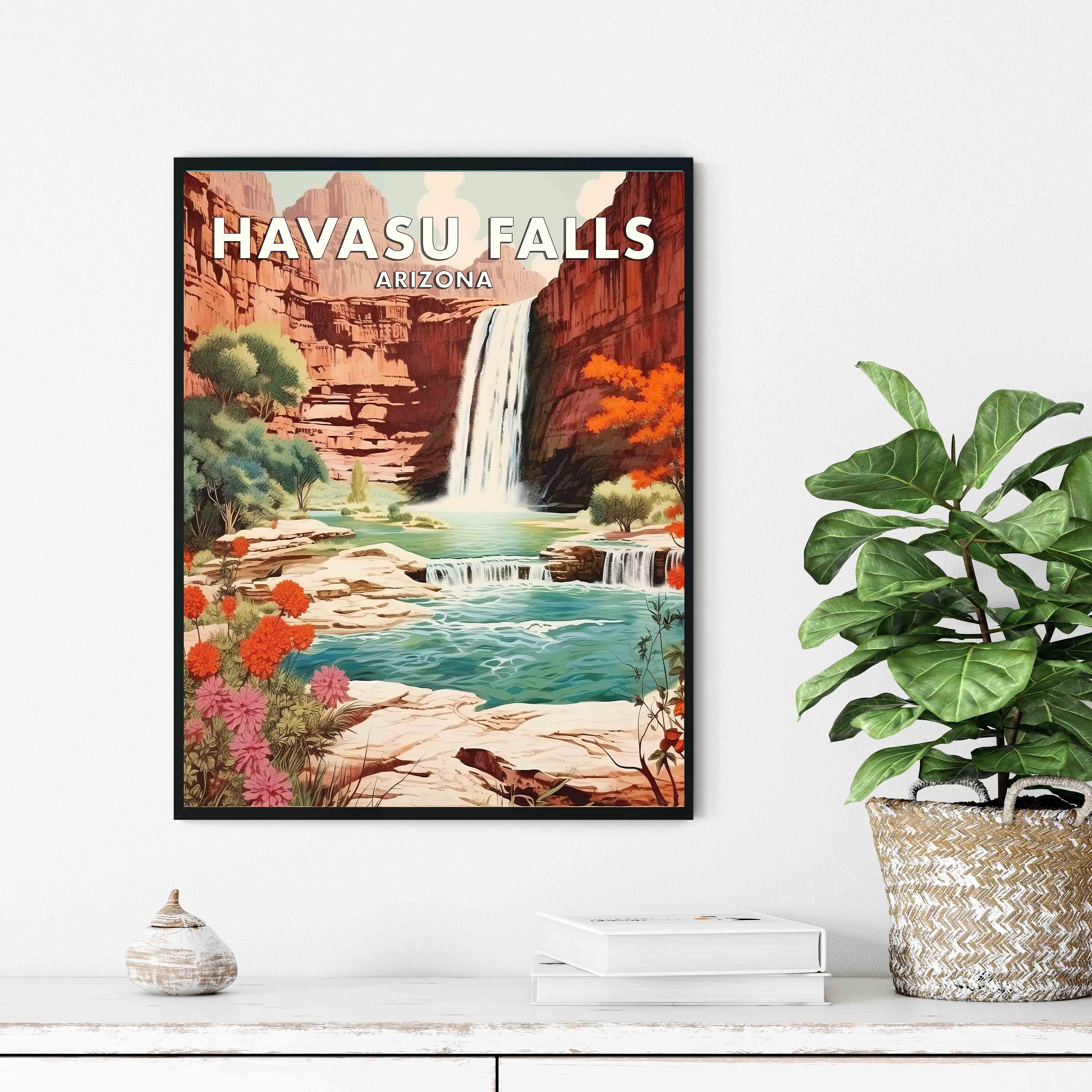 Havasu Falls Arizona Poster Art Print Retro National Falls - Etsy