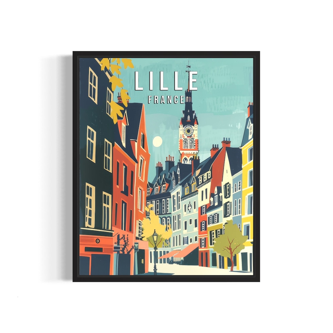 Lille France Poster Art Print, City Retro Vintage Painting Wall Art ...