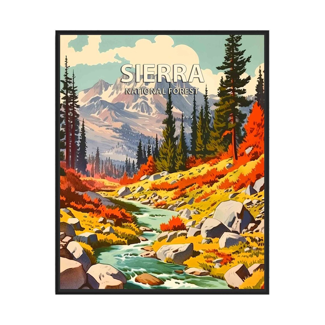 Sierra National Forest Poster Art Print, Retro National Park Gifts - Etsy
