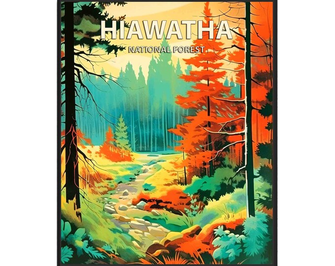 Hiawatha National Forest Poster, Hiawatha Print, Michigan Poster ...