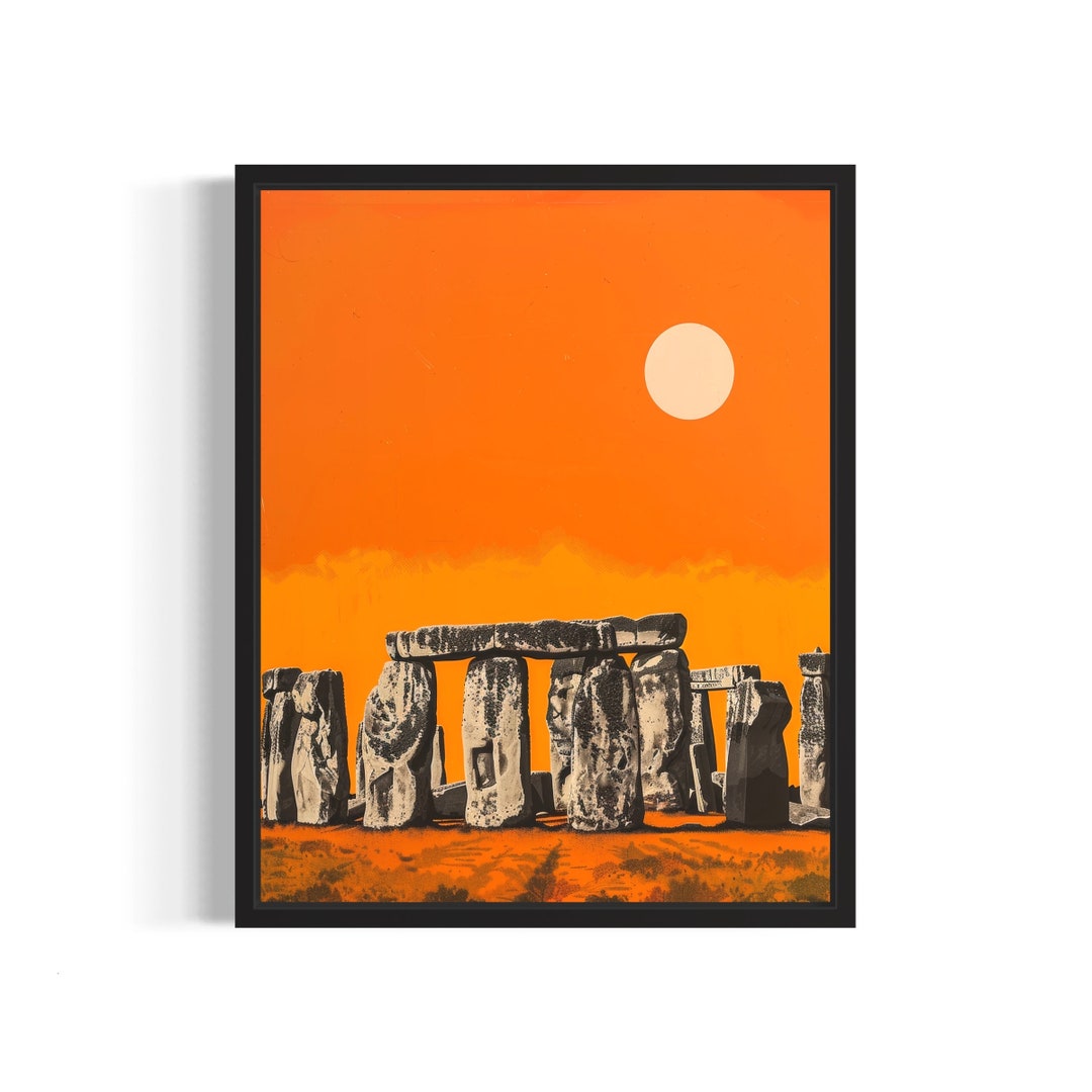 Stonehenge Poster Art Print, Vintage Retro Landmarks Painting Wall Art ...
