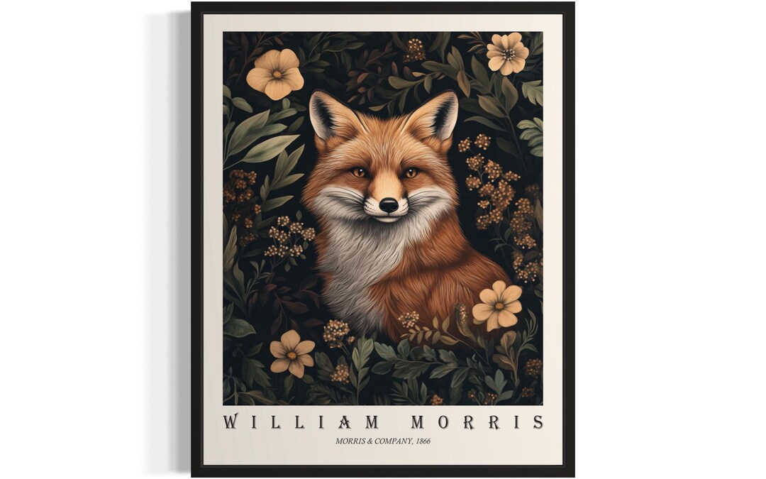Red Fox Poster Art Print, William Morris Animal Wall Art Painting ...