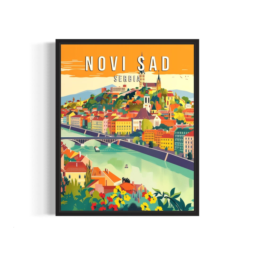 Novi Sad Serbien Poster Kunst Druck, Stadt Retro Vintage Gemälde Wand ...