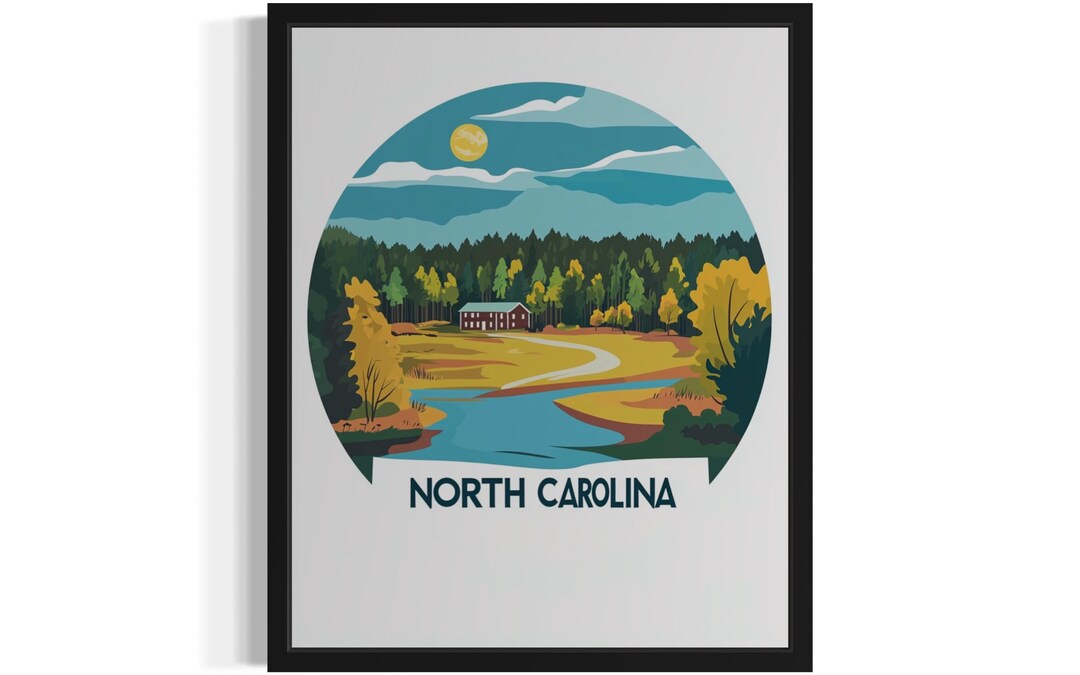 North Carolina Poster Art Print, State Scenery Wall Art Painting ...