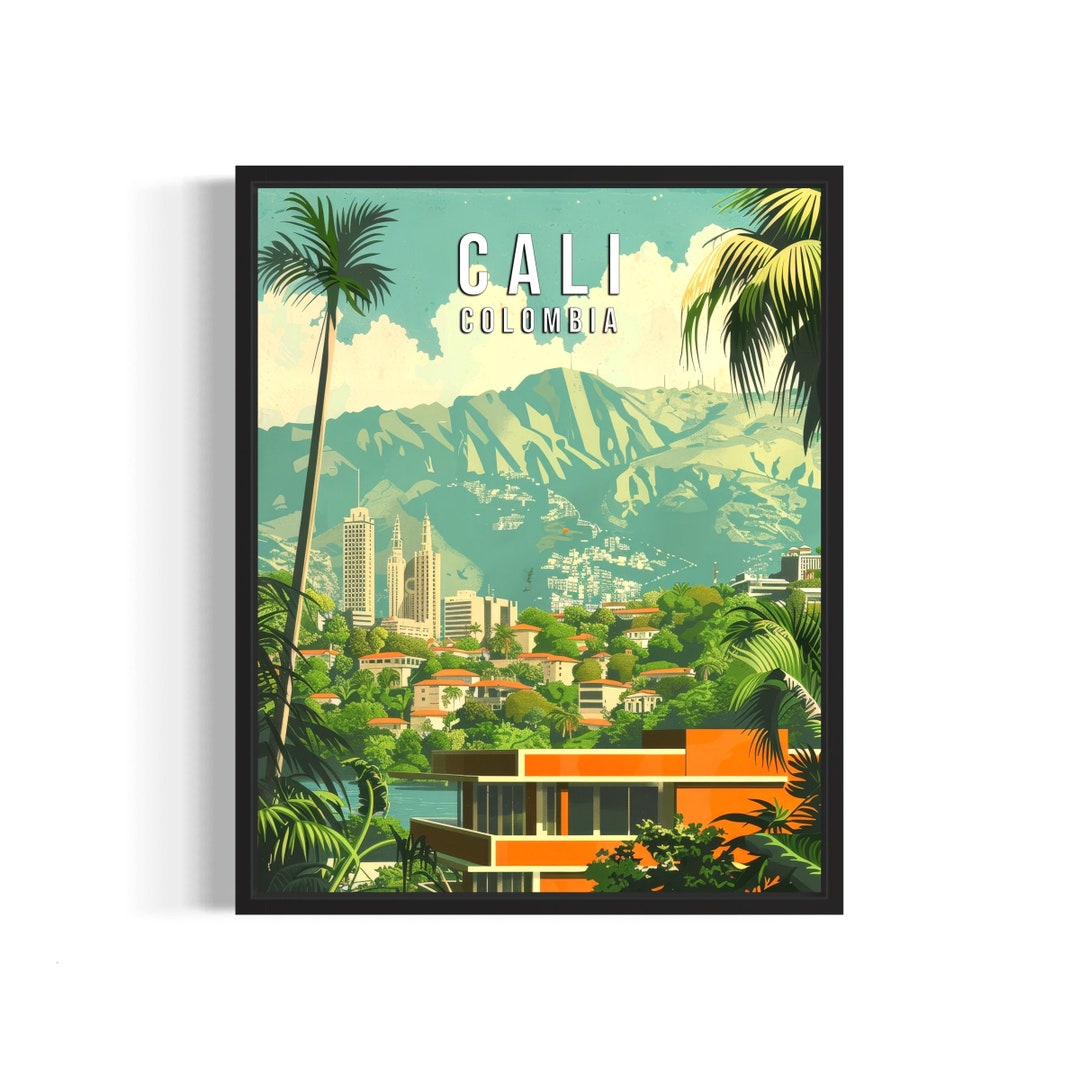 Cali Colombia Poster Art Print, Vintage Retro South America Painting ...