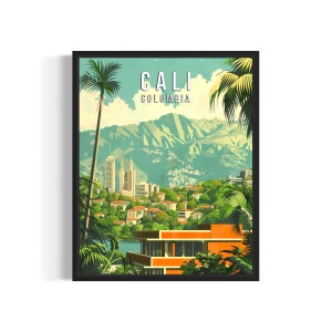 Cali Colombia Poster Art Print, Vintage Retro South America Painting ...