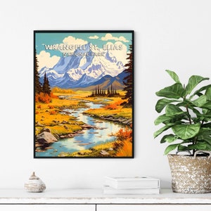 Wrangell St. Elias National Park Poster Art Print, Retro National Park ...