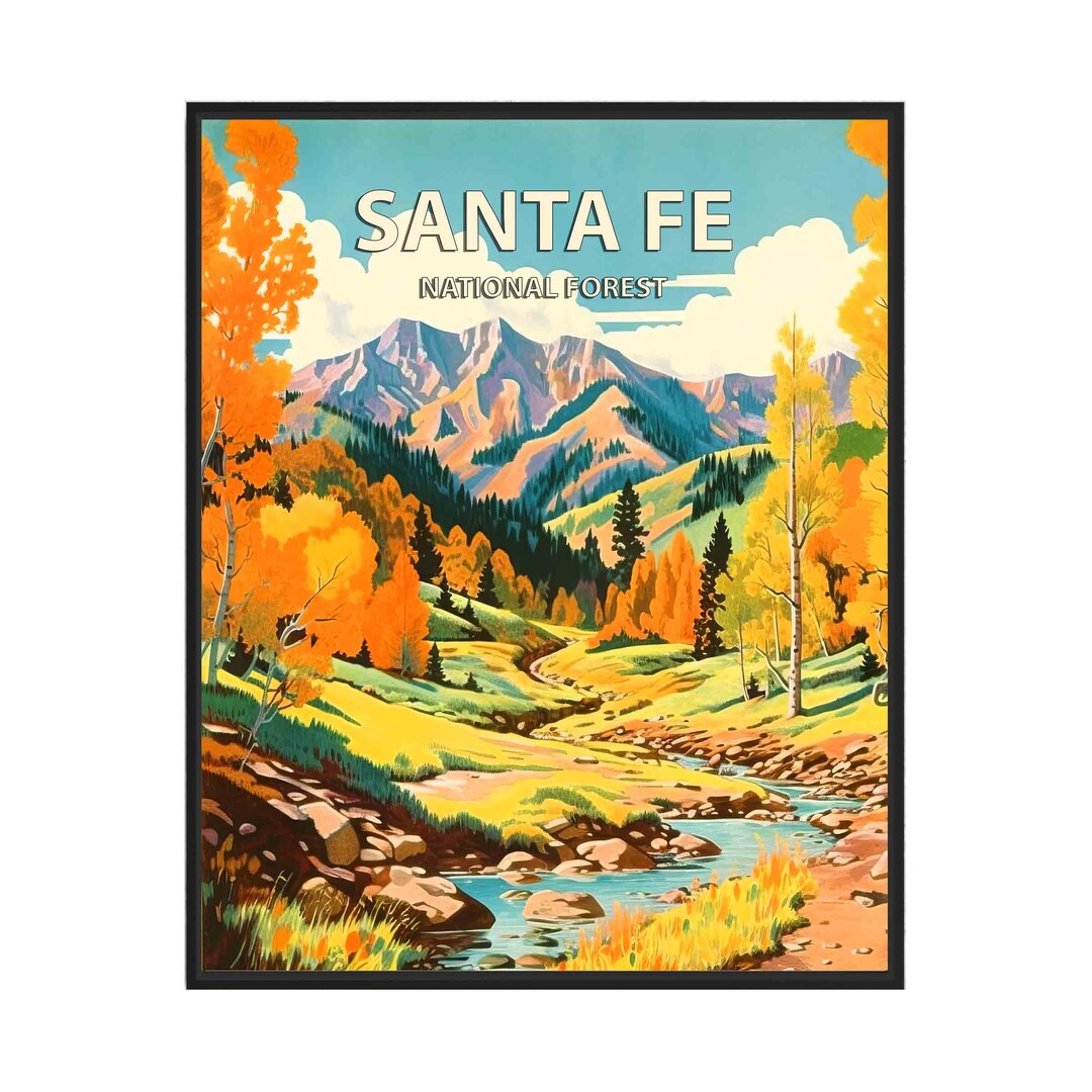 Santa Fe National Forest Poster Art Print, Retro National Park Gifts - Etsy