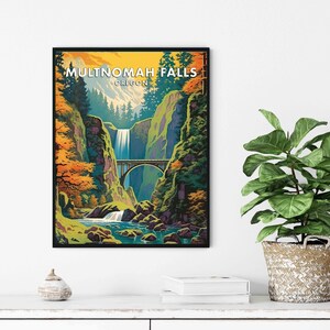 Multnomah Falls Oregon Poster Art Print, Retro National Falls Gifts - Etsy