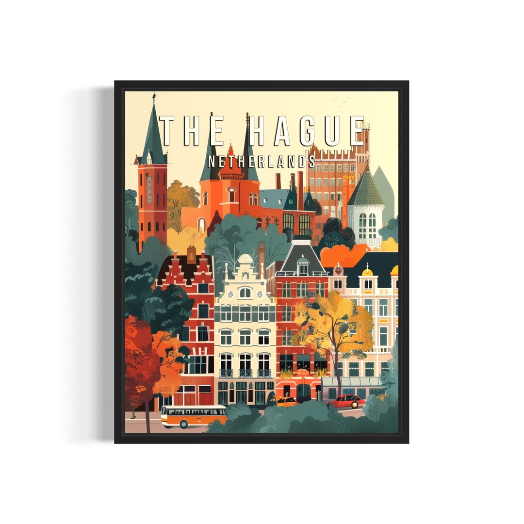 The Hague Netherlands Poster Art Print, City Retro Vintage Painting ...
