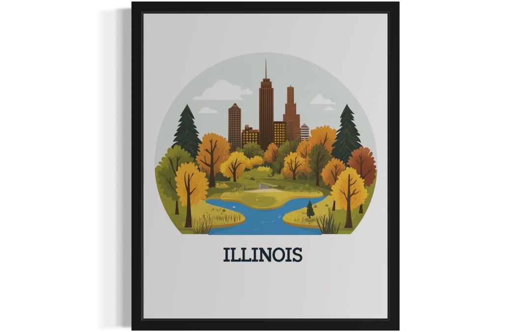 Illinois Poster Art Print, State Scenery Wall Art Painting Picture ...
