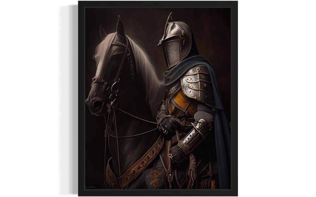Medieval Knight Poster Art Print, Gothic Wall Art Painting Picture ...