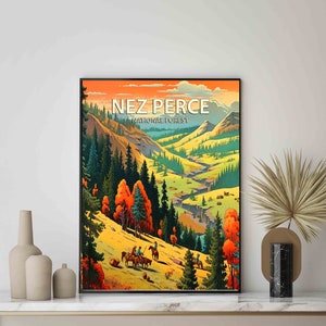 Nez Perce National Forest Poster Art Print, Retro National Park Gifts ...