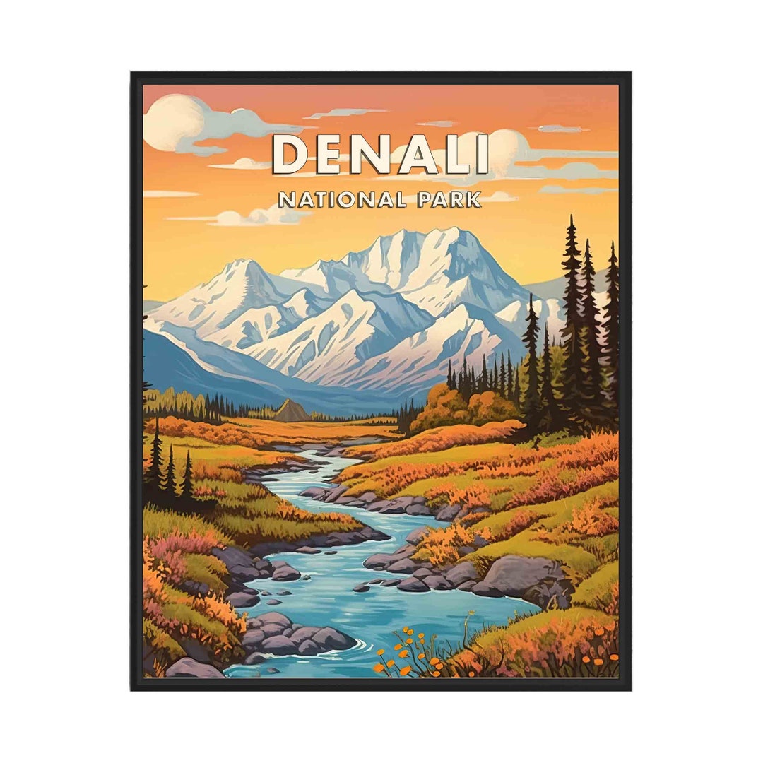 Denali National Park Poster Art Print, Retro National Park Gifts - Etsy
