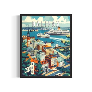Halifax Nova Scotia Poster Art Print, City Retro Vintage Painting Wall ...