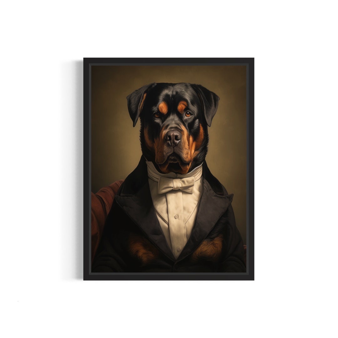 Rottweiler Poster Art Print, Vintage Animal Painting Wall Decor Artwork ...