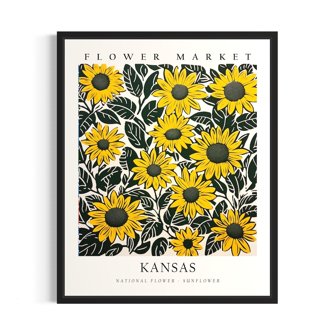 Kansas Flower Market Poster Art Print, Botanical Collection for Bedroom ...