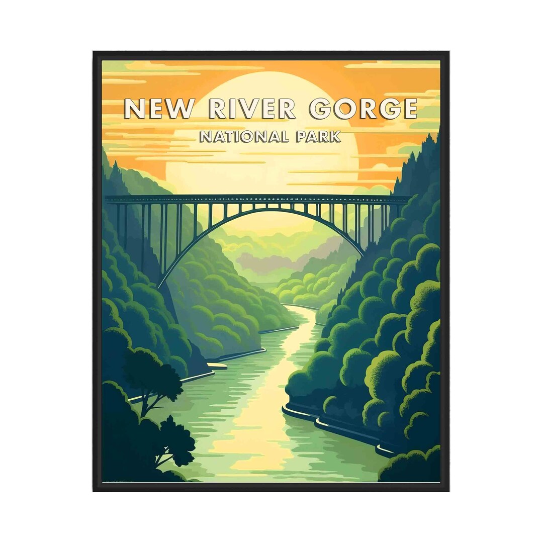New River Gorge National Park Poster Art Print, Retro National Park ...