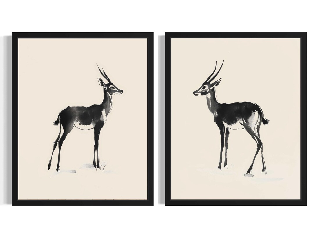 Antelope Poster Art Print (set of 2), Animal Wall Art Painting Picture ...