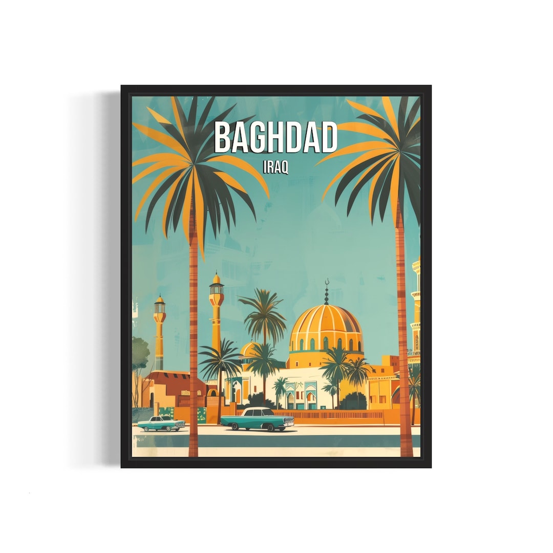 Baghdad Iraq Poster Art Print, City Retro Vintage Painting Wall Art ...