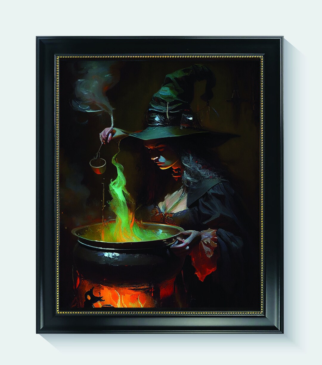 Witch Brewing Poster Art Print, Gothic Wall Decor Painting Artwork - Etsy