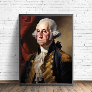 George Washington Poster Art Print, US President Wall Decor Painting ...