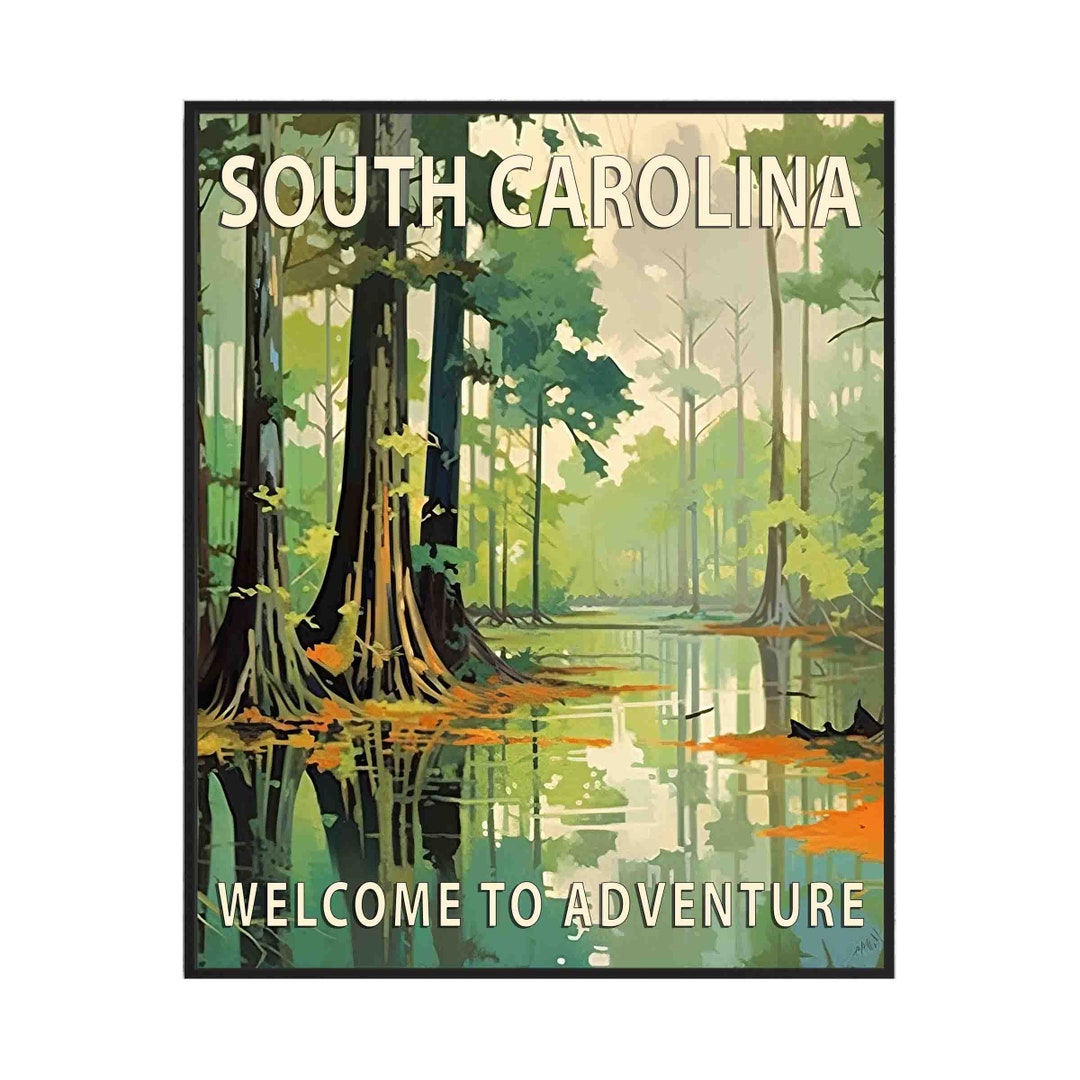 South Carolina State Scenery Poster Art Print, Retro National Park ...