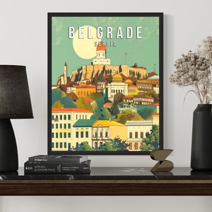 Belgrade Serbia Poster Art Print, City Retro Vintage Painting Wall Art Decor - Etsy