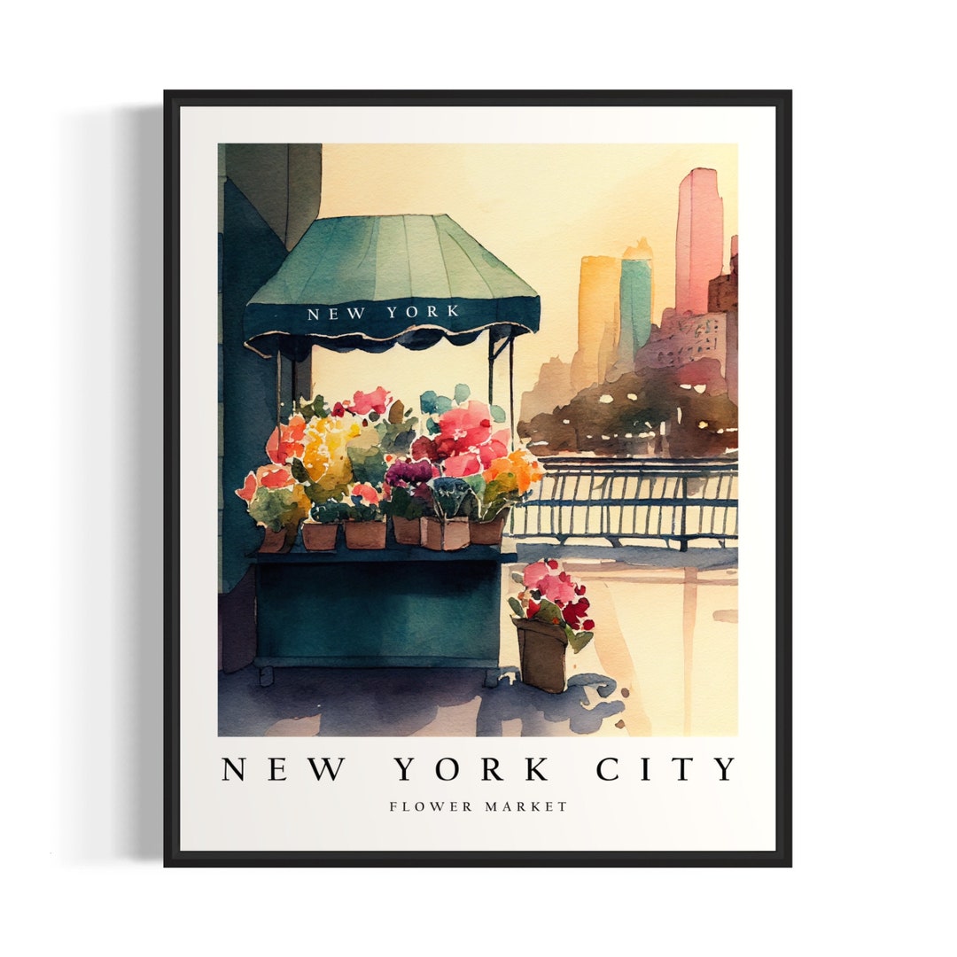 New York City Flower Market Watercolor Painting New York City Botanical ...