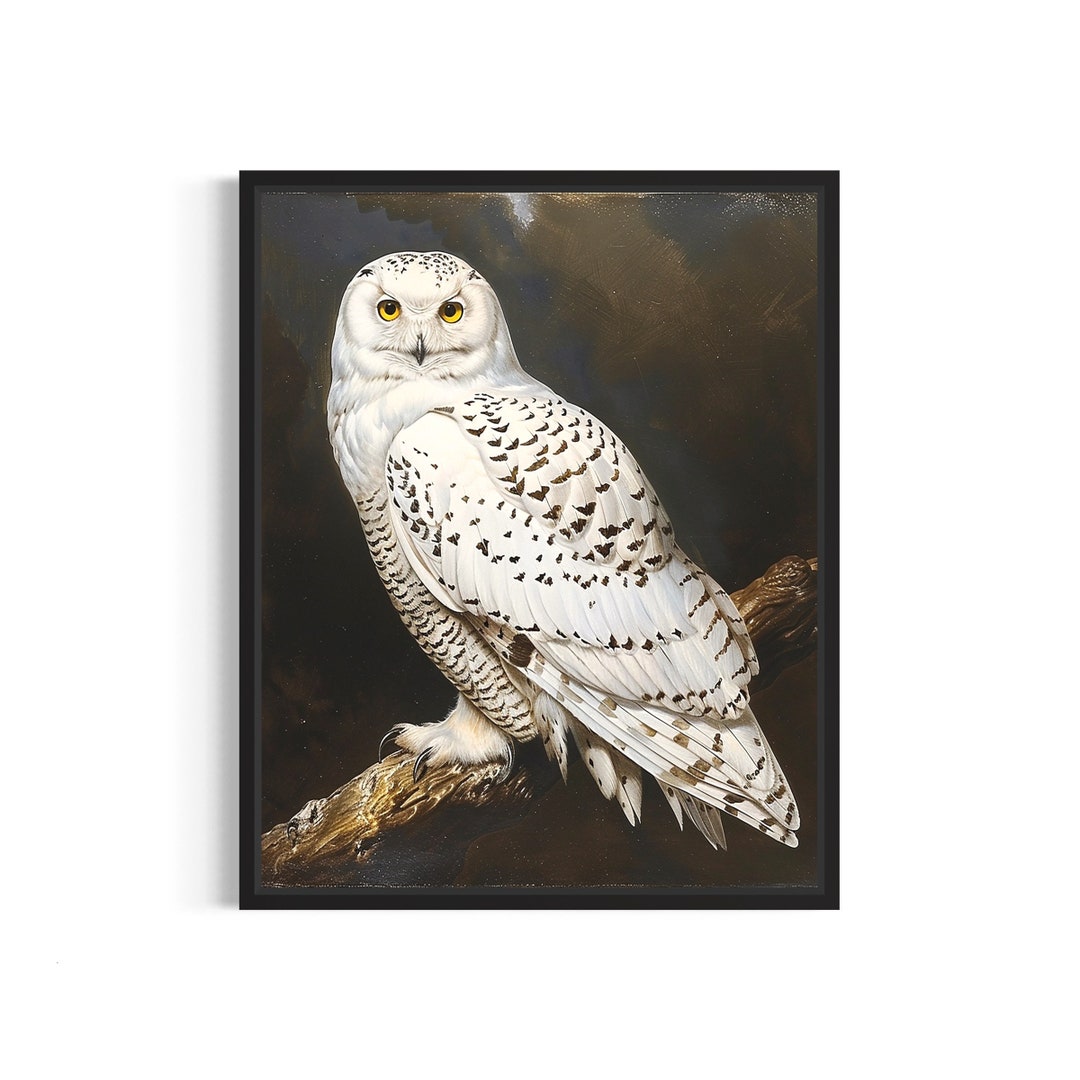 Snowy Owl Poster Art Print, Vintage Animal Painting Wall Decor - Etsy
