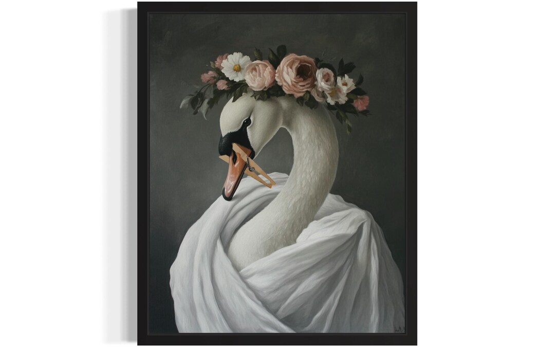 Swan Poster Art Print, Hold Nose Birds Wall Art Painting Picture ...