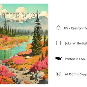 Bitterroot National Forest Poster Art Print, Retro National Park Gifts ...