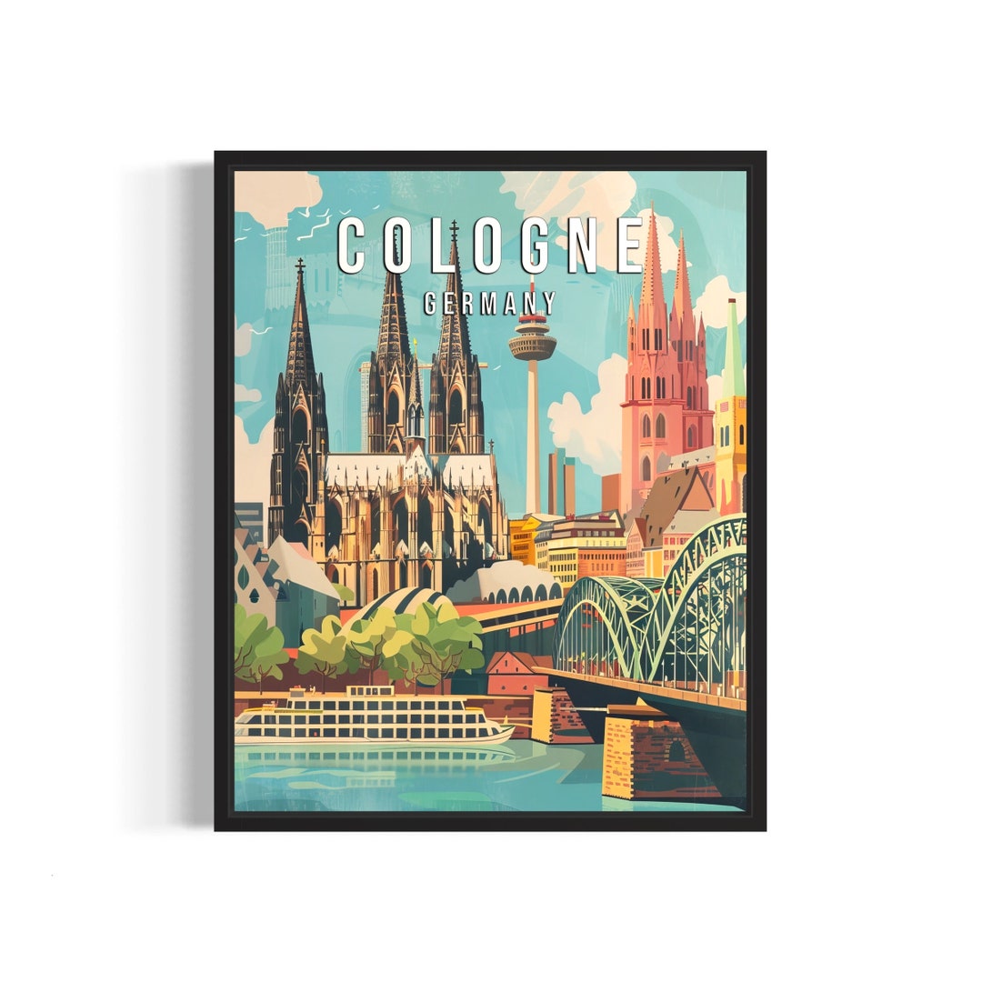 Cologne Germany Poster Art Print, City Retro Vintage Painting Wall Art ...