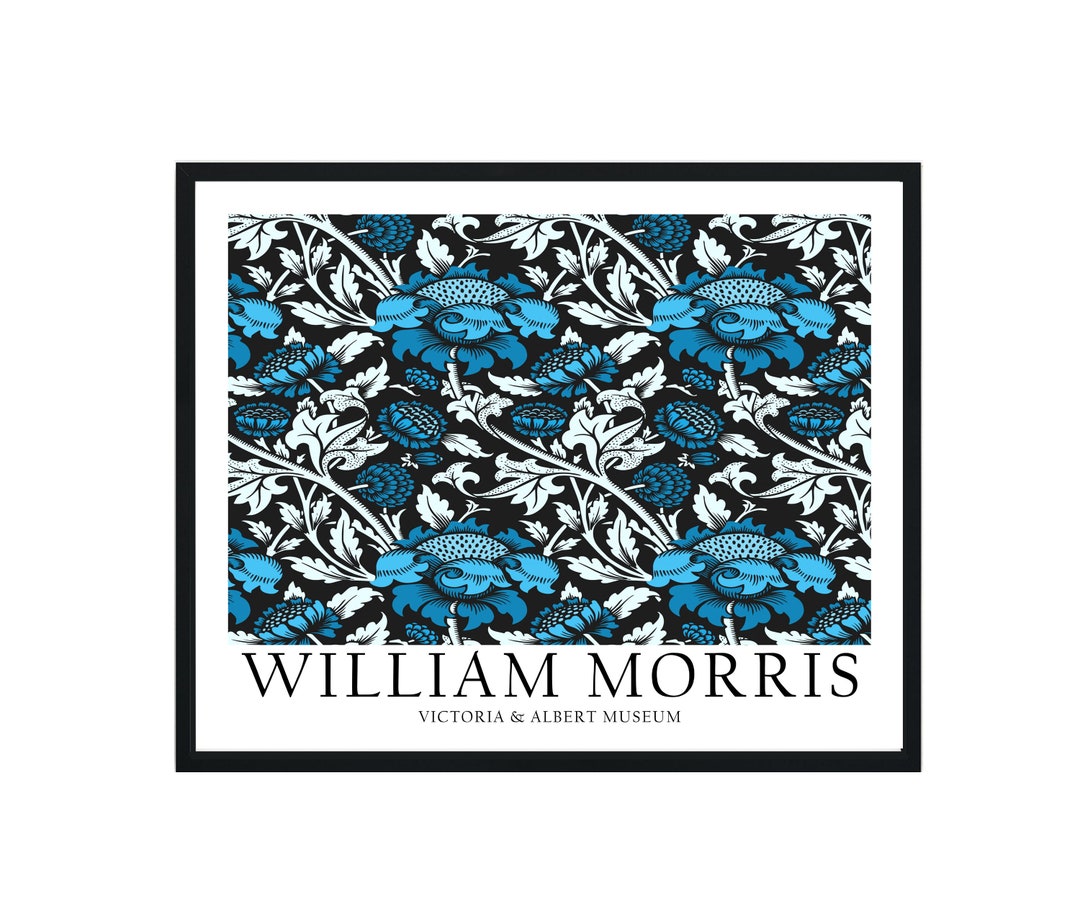 William Morris Blue Flowers Poster Art Print, William Morris Painting ...