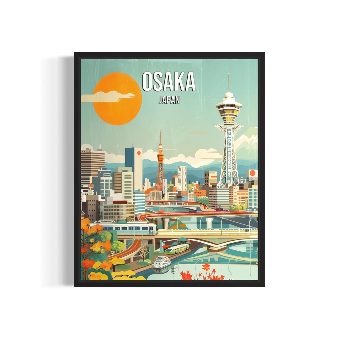 Osaka Japan Poster Art Print, City Retro Vintage Painting Wall Art ...