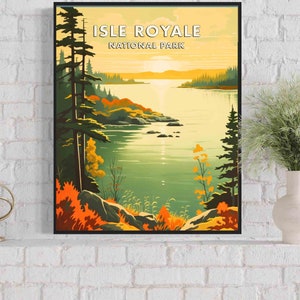 Isle Royale National Park Poster Art Print, Retro National Park Gifts ...