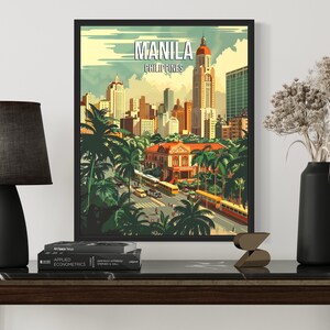 Manila Philippines Poster Art Print, City Retro Vintage Painting Wall ...