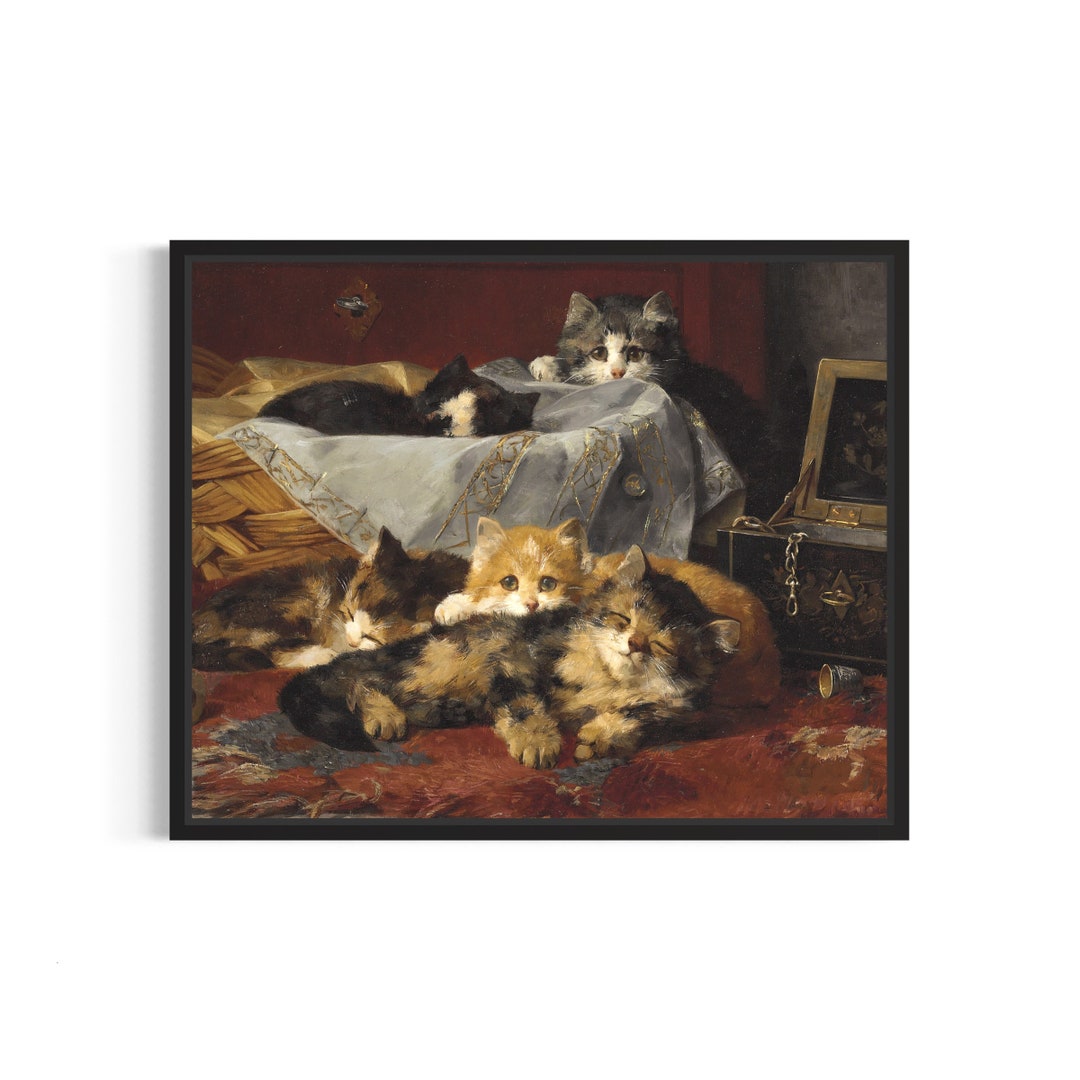 Cats Poster Art Print, Cat Painting Wall Decor - Etsy
