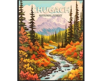 Gallatin National Forest Poster Art Print, Retro National Park Gifts - Etsy