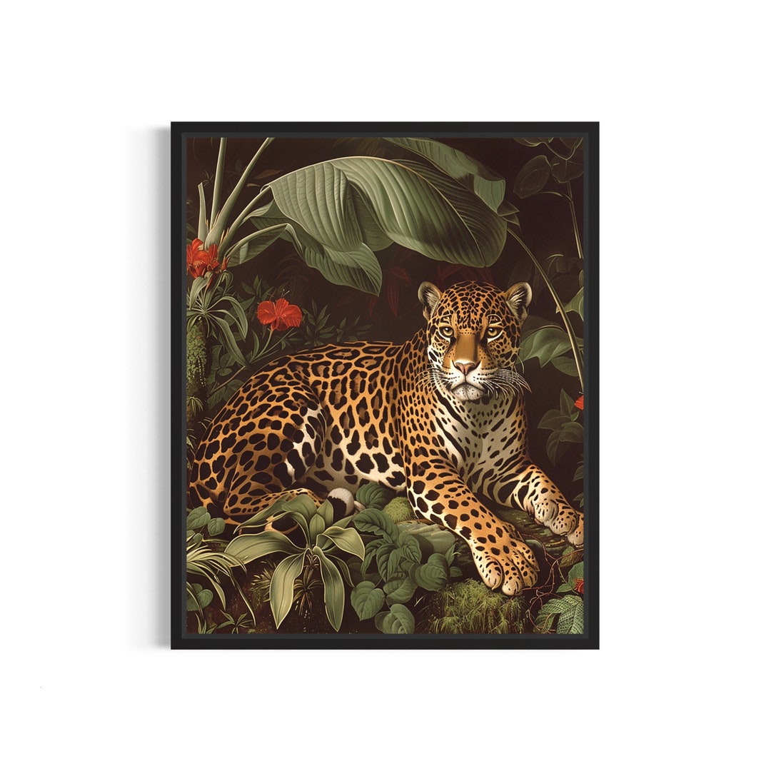 Jaguar Poster Art Print, Vintage Animal Painting Wall Decor - Etsy