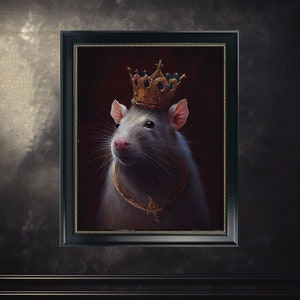Rat With Crown Poster Art Print, Gothic Wall Decor Painting Artwork - Etsy