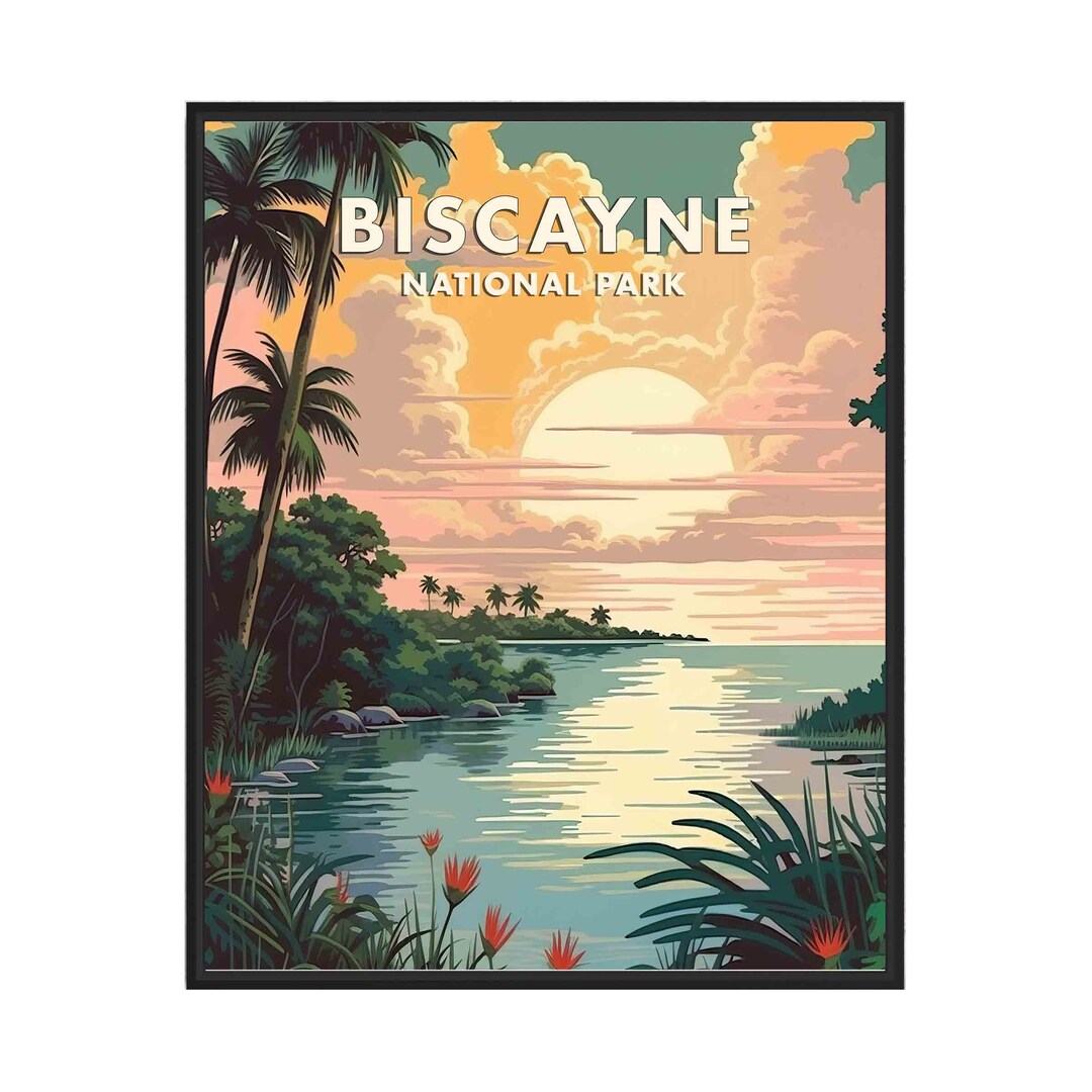 Biscayne National Park Poster Art Print, Retro National Park Gifts - Etsy