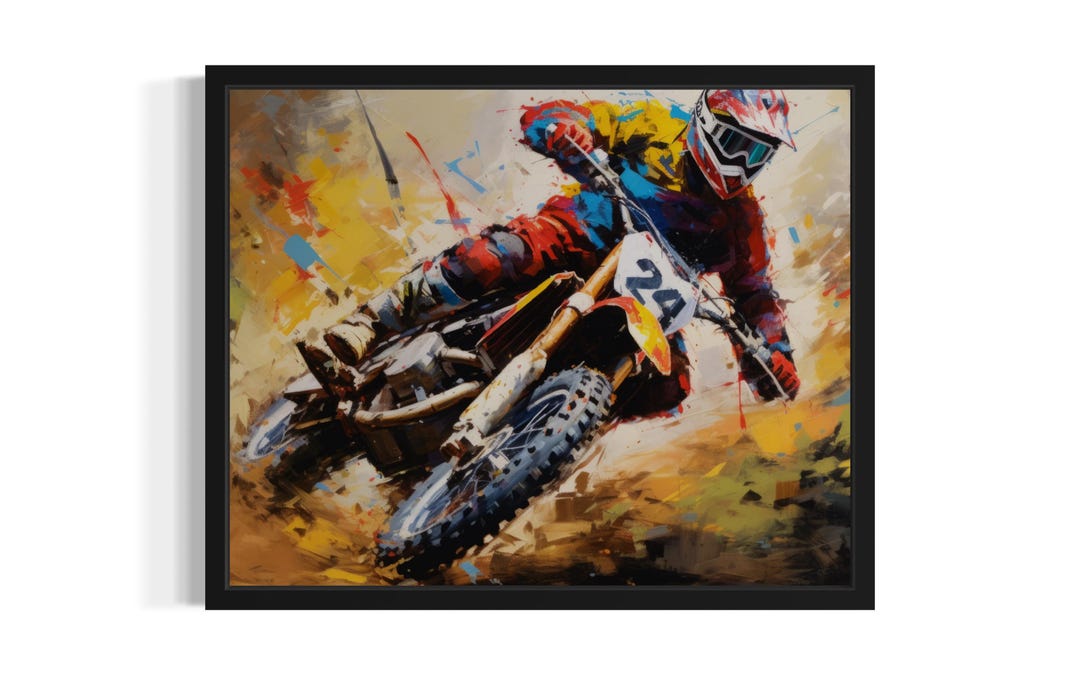 Motocross Poster Art Print, Abstract Wall Art Painting Picture Artwork ...