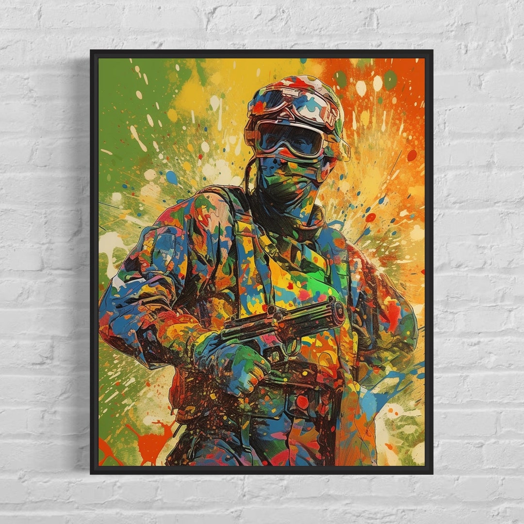 Paintball Abstract Painting Art Print, Colorful Abstract Wall Art ...
