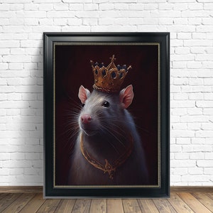 Rat With Crown Poster Art Print, Gothic Wall Decor Painting Artwork - Etsy