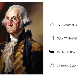 George Washington Poster Art Print, US President Wall Decor Painting ...