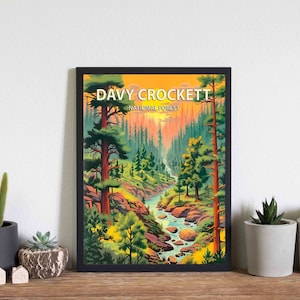 Davy Crockett National Forest Poster Art Print, Retro National Park ...