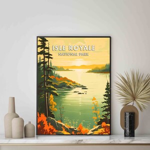 Isle Royale National Park Poster Art Print, Retro National Park Gifts ...