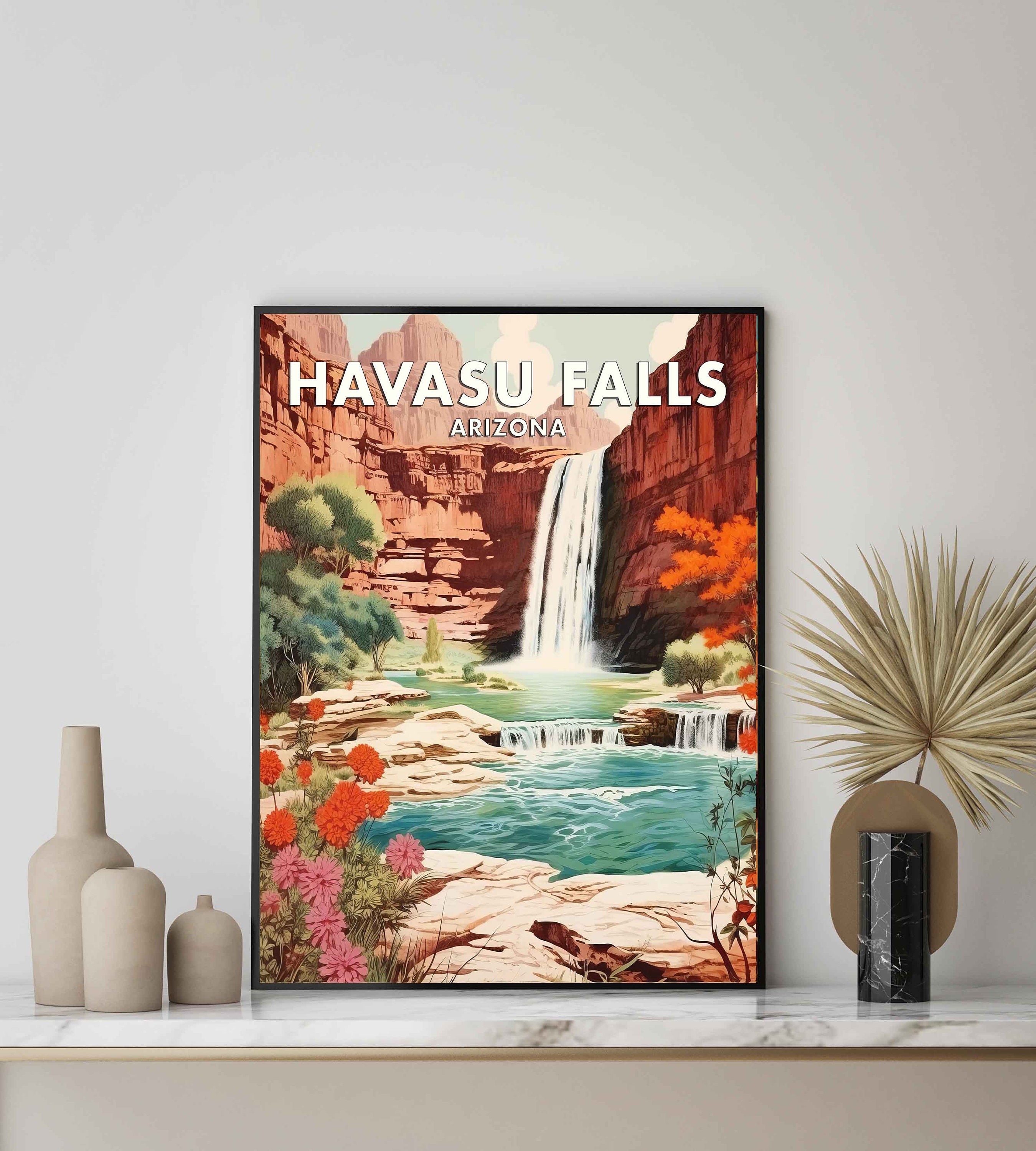 Havasu Falls Arizona Poster Art Print Retro National Falls - Etsy