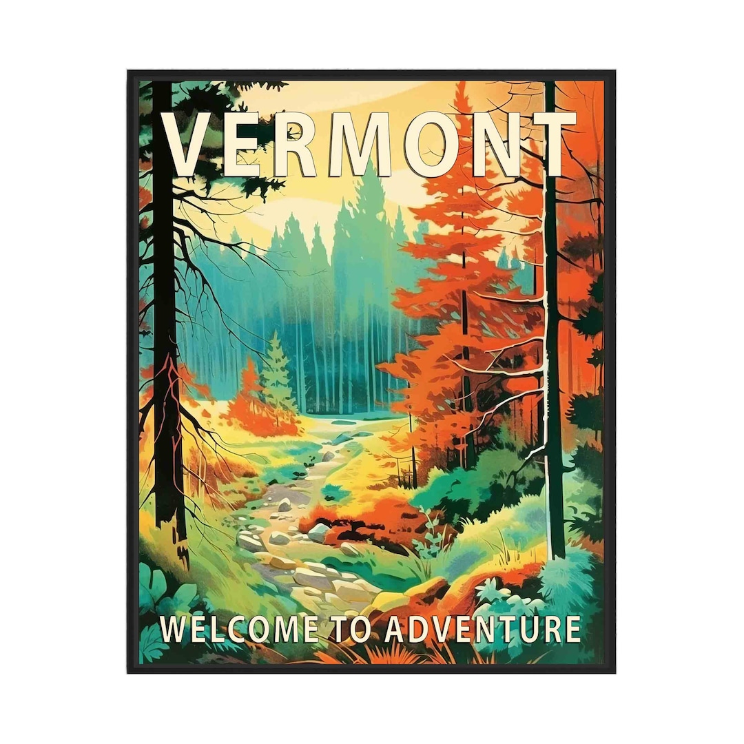 Vermont State Scenery Poster Art Print, Retro National Park Gifts - Etsy